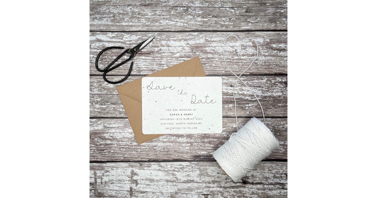 Save the Date Plantable Card, Design 2 - Sample | Party Without Plastic